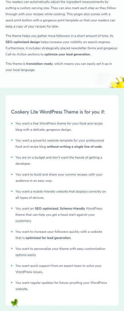 Cookery Lite - Best Free Recipe and Food WordPress Theme