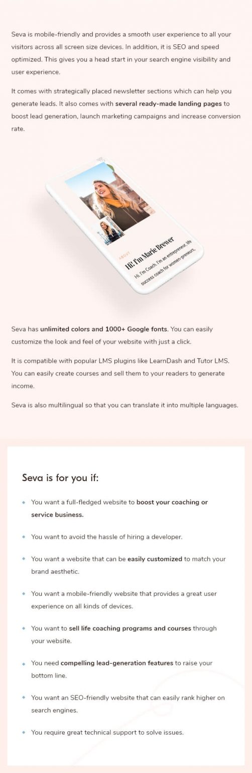 Seva - WordPress Theme for Coaches and Entrepreneurs