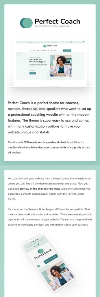Perfect Coach - Free WordPress Coaching Theme