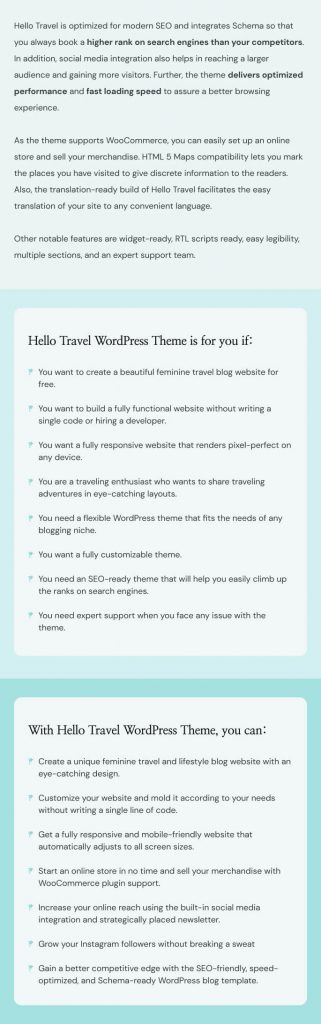 Hello Travel - Free WordPress Theme for Travel Blogs